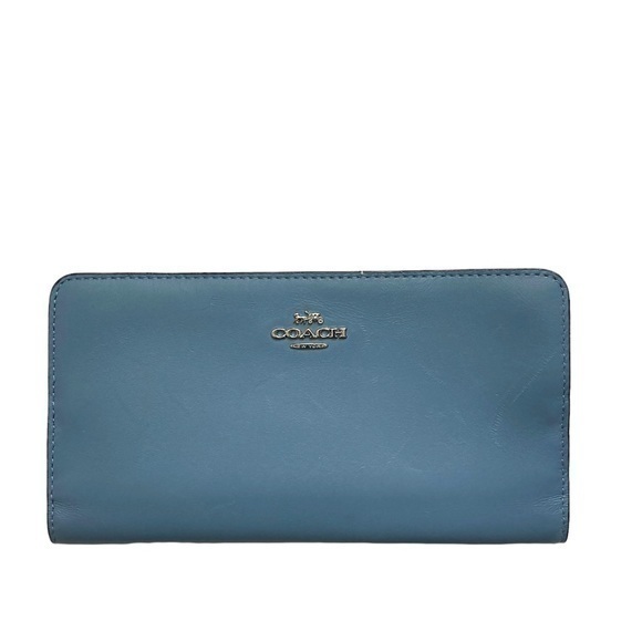 Coach | Bags | Coach Blue Leather Clutch Wallet | Poshmark